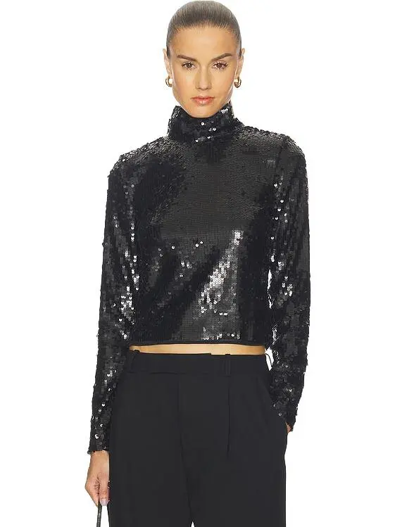Rag & Bone Lucy Sequin Turtleneck - Black