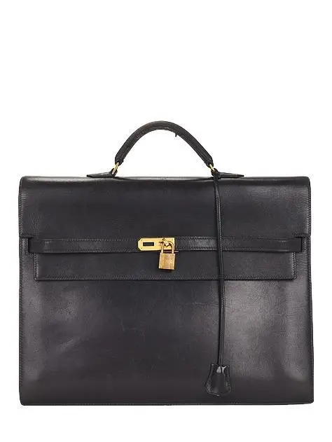 FWRD RENEW Hermes Box Kelly Depeche 38 Briefcase - Noir