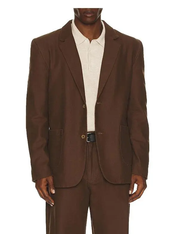 RHYTHM Palmer Blazer In Brown - Burnt Tobacco