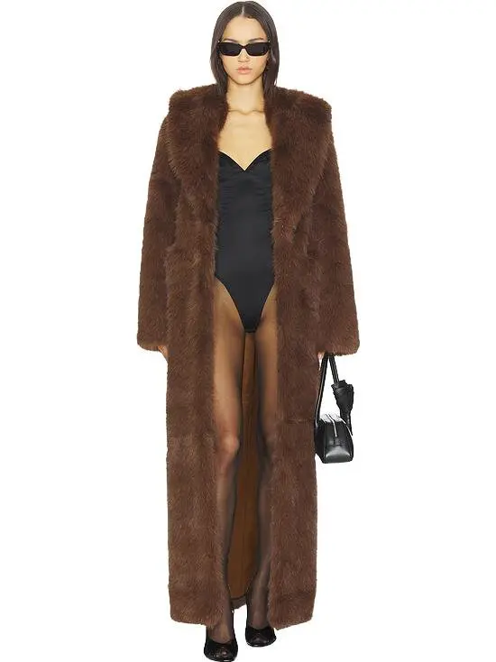 LOVERS AND FRIENDS X Christina Elezaj Vincent Faux Fur Coat - Golden Brown