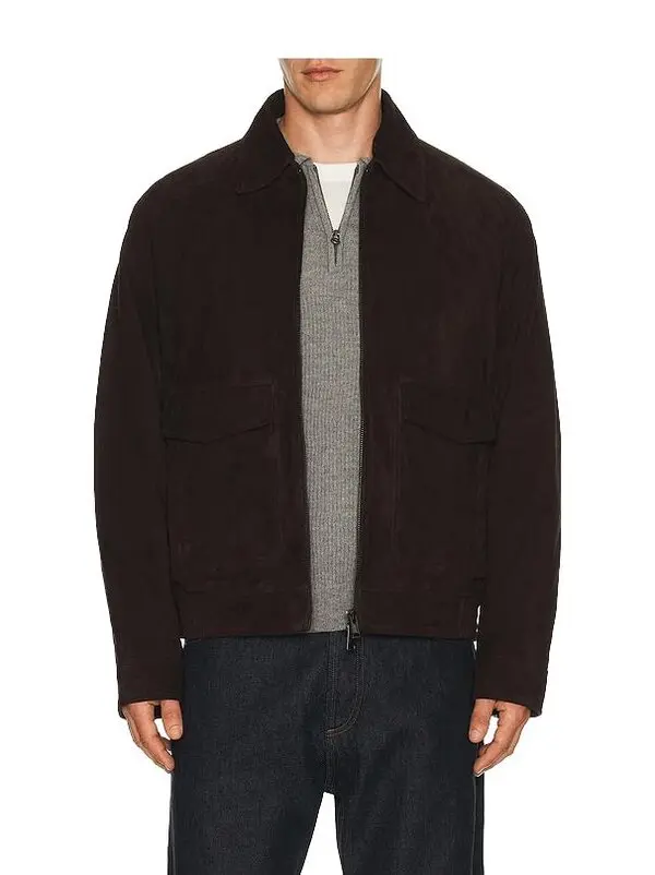 Theory Reece Aviator Bomber Jacket - Brownwood