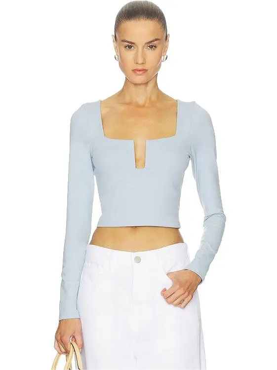 Susana Monaco Square Wire Long Sleeve Top - Frost