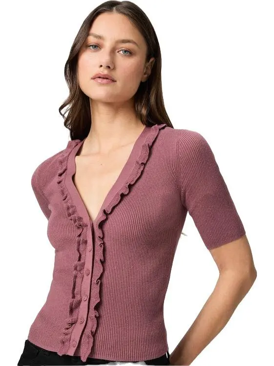 Paige Demetra Short Sleeve Cardigan - Pink