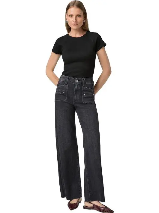 Paige Anessa Wide Leg Jean - Black