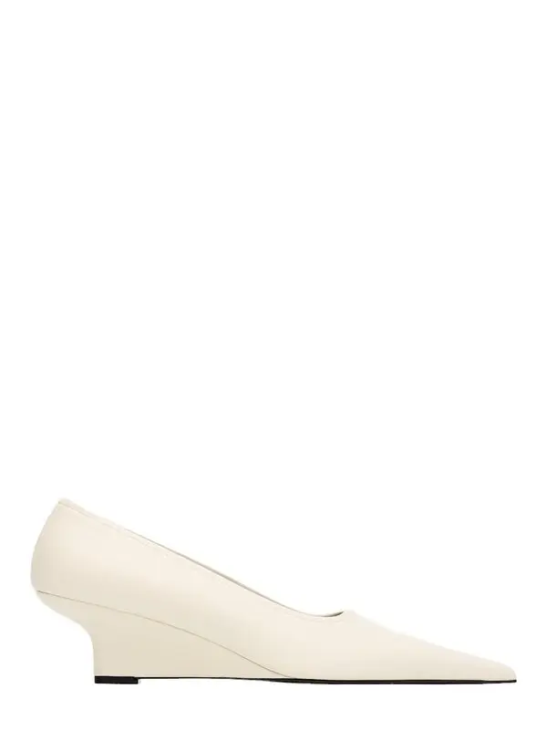 TOTEME Sharp Nappa Leather Wedge Pumps - White