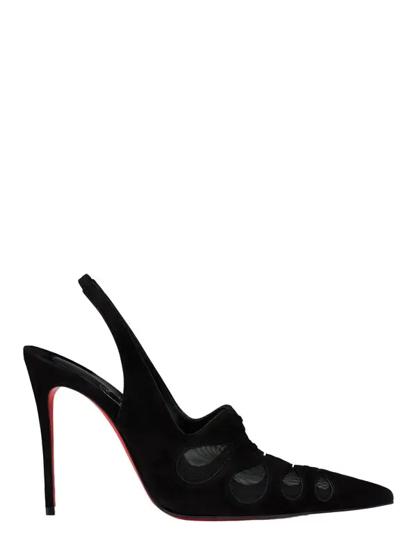 CHRISTIAN LOUBOUTIN Circus Max Suede-mesh Slingback Pumps 100 - Black