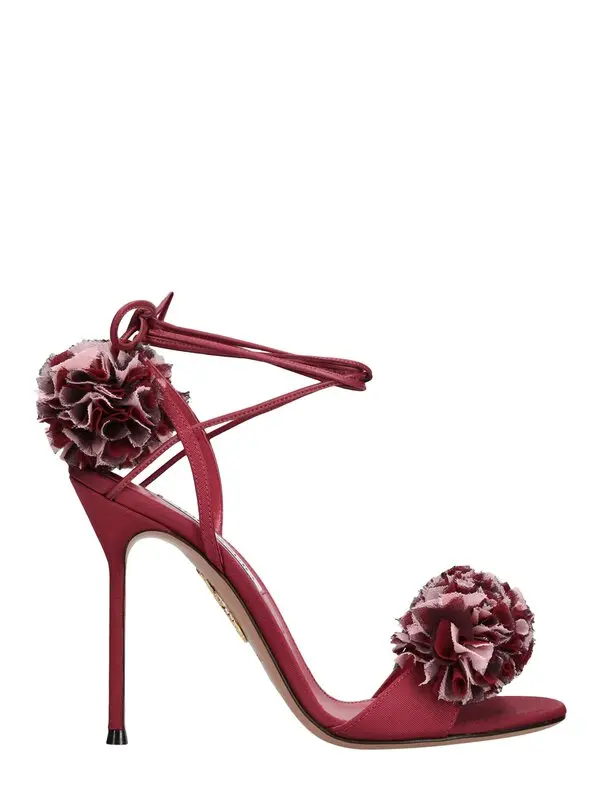 AQUAZZURA Leather Cherry Kiss 105 Sandals - Red