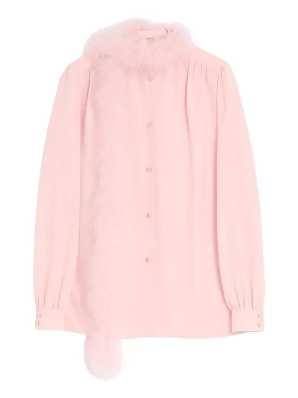 Valentino Garavani Silk Feather-boa Blouse - Pink