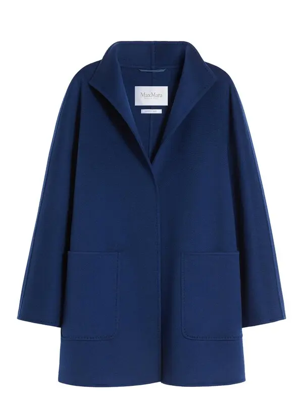 Max Mara Cashmere Funnel Neck Coat - Blue