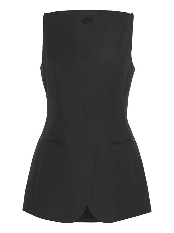 Brioni Wool-silk Square-neck Top - Black