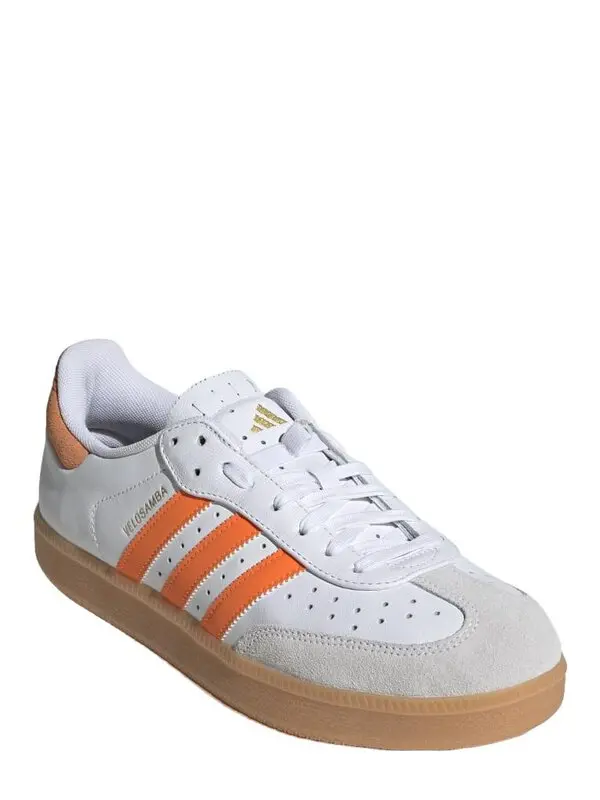 Adidas Velosamba Leather Cycling Shoes - Cloud White / Pure Orange / Gold Metallic
