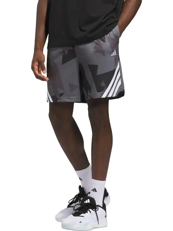 Adidas Basketball 3-stripes Aop Short - Grey Four
