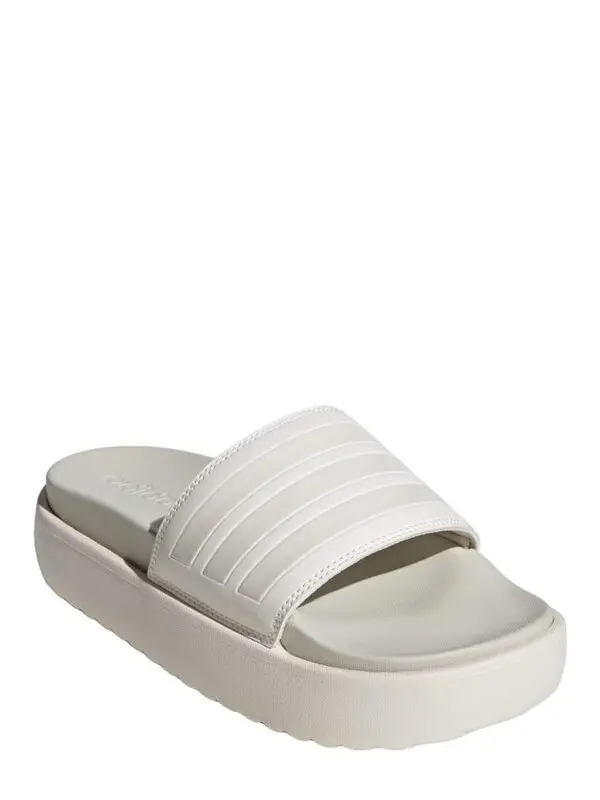 Adidas Adilette Platform Slides - Chalk White / Chalk White / Orbit Grey