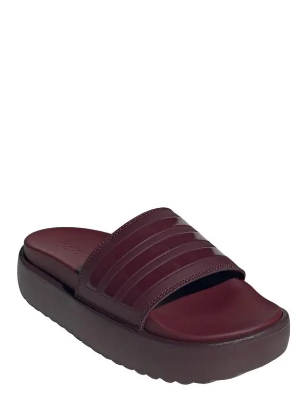 Adidas Adilette Platform Slides - Maroon / Maroon / Shadow Red