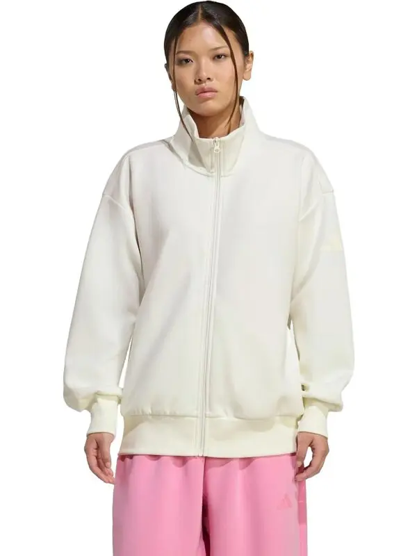 Adidas Soft Lux Loose Full-zip Top - Off White