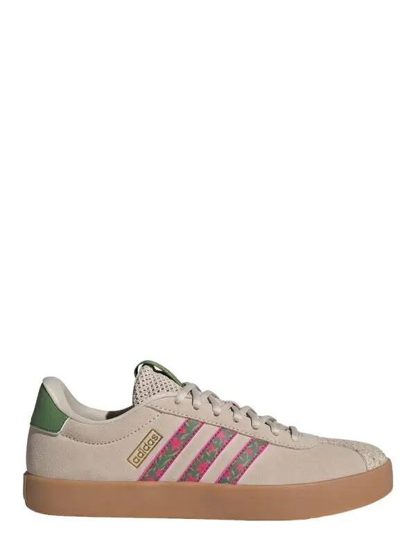 Adidas Vl Court 3.0 Lace Up Sneakers - Crystal Linen / Crew Green / Bahia Magenta