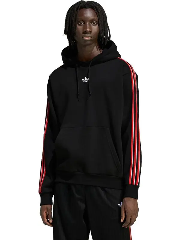 Adidas Tipped Stripes Hooded Sweatshirt - Black