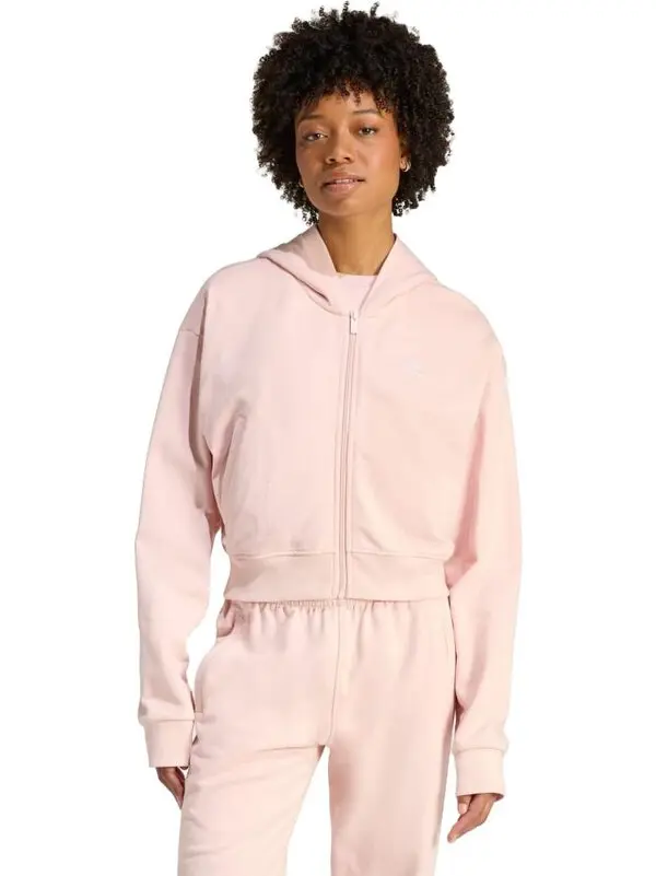 Adidas Essentials French Terry Cropped Zip Hoodie - Sandy Pink