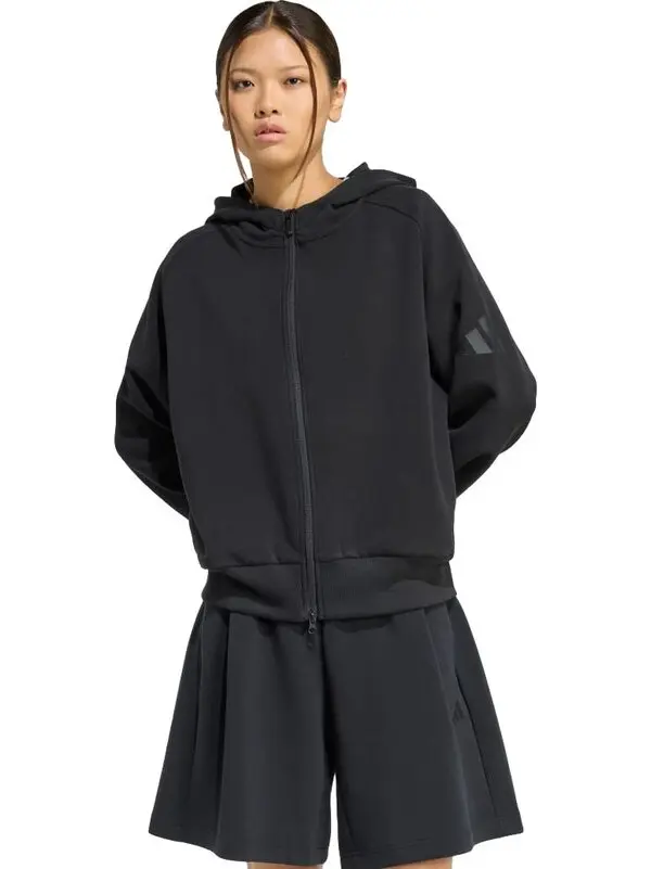 Adidas Soft Lux Full-zip Hoodie - Black