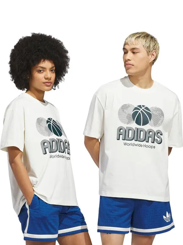 Adidas World Wide Hoops Global Basketball Tee - Off White