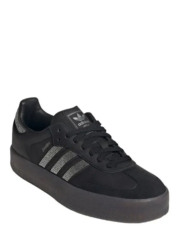 Adidas Sambae Leather Sneakers - Core Black / Silver Metallic / Gum