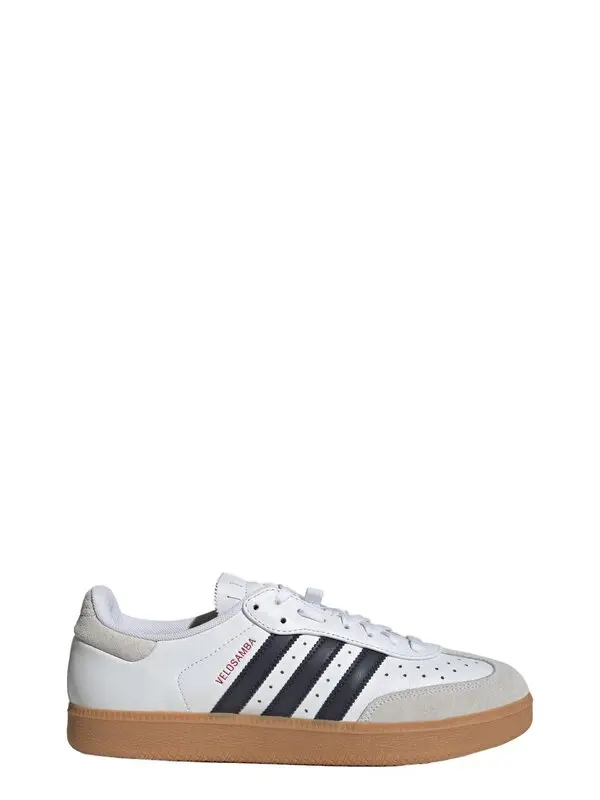 Adidas Velosamba Leather Cycling Shoes - Cloud White / Dark Blue / Pure Ruby