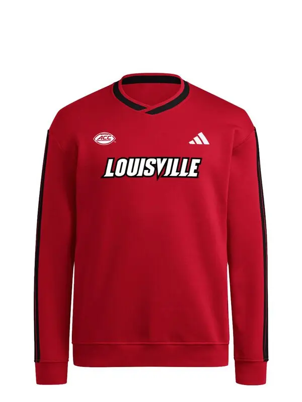 Adidas Louisville Cardinals 3-stripes Fleece Jersey Crew - Team Power Red / Black