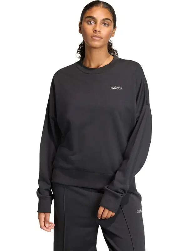 Adidas Seasonal Essentials Embroidered Graphic Sweatshirt - Black / Off White