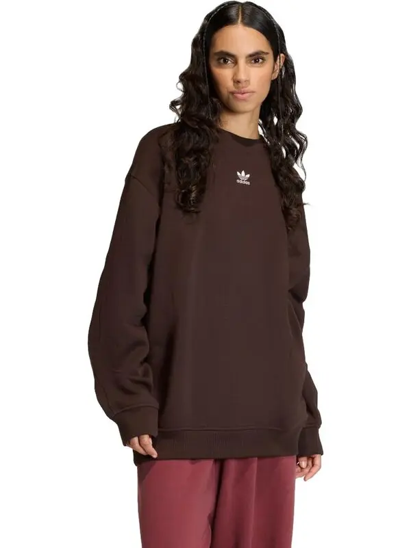 Adidas Essentials Fleece Long Oversized Crew Sweatshirt - Aurora Coffee