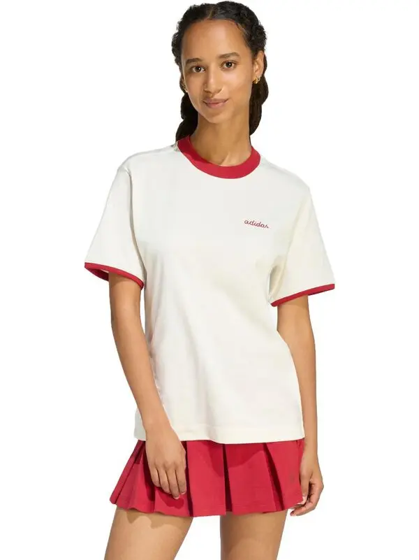 Adidas Seasonal Essentials Colorpop T-shirt - Off White / Active Maroon