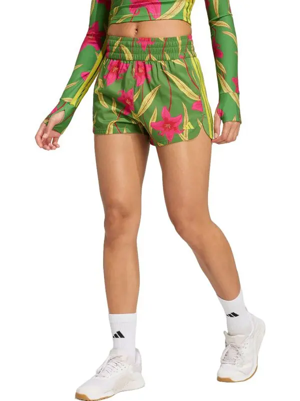 Adidas X Farm Rio Pacer Printed Shorts - Crew Green / Bahia Magenta / Green