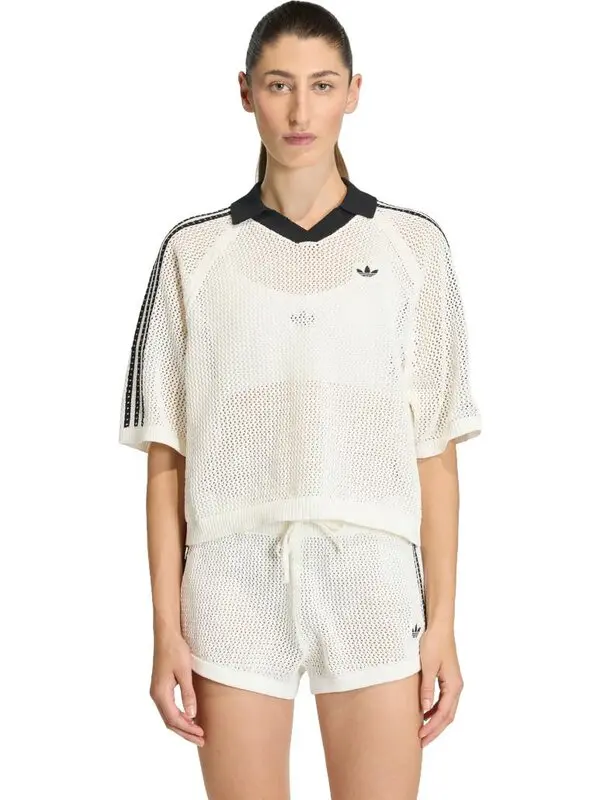 Adidas Knitted Crochet Polo - Off White