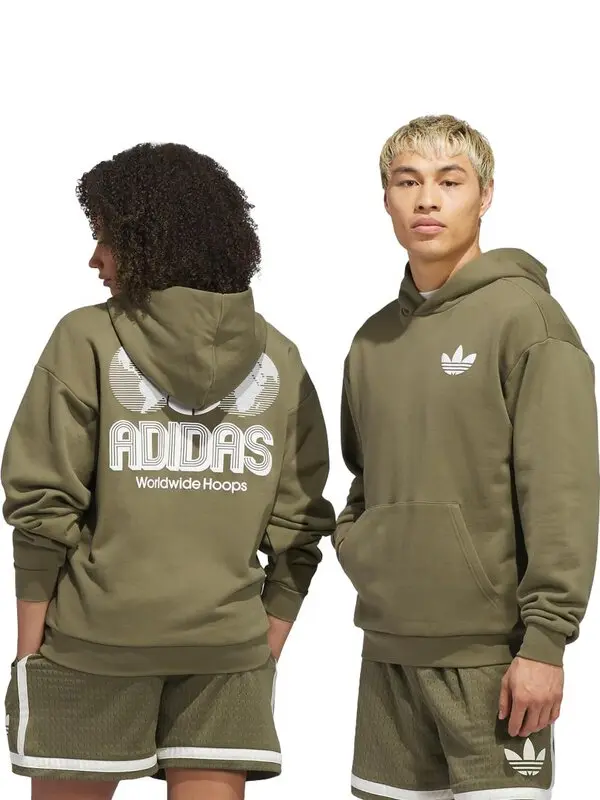 Adidas World Wide Hoops Hoodie - Olive Strata