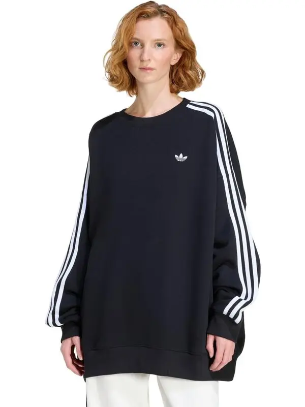 Adidas 3-stripes Oversized Adilenium Crew Sweater - Black / White