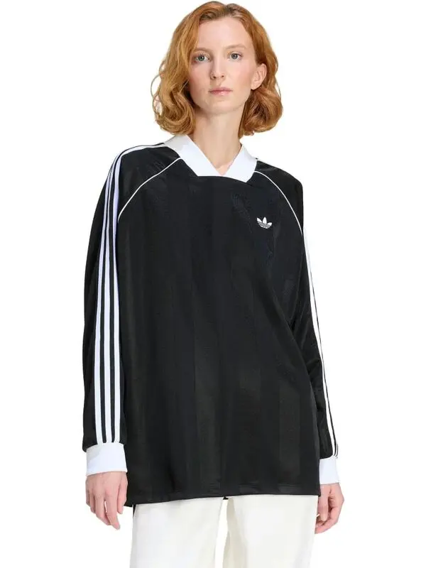 Adidas 3-stripes Jacquard Long Sleeve Tee - Black