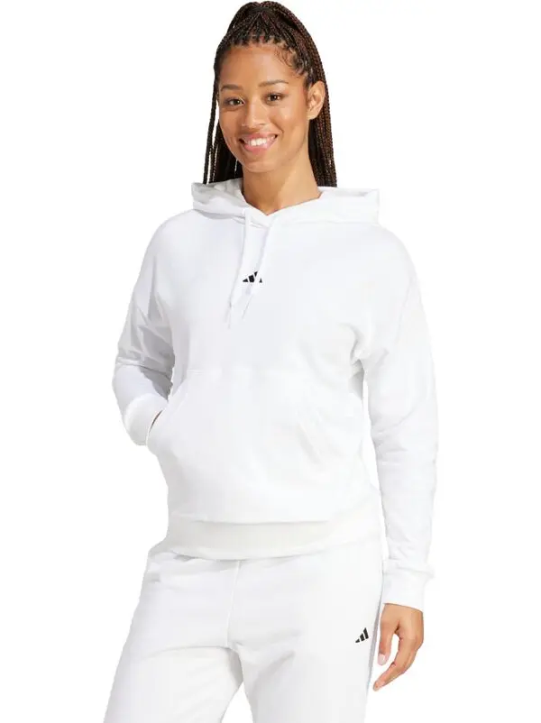 Adidas Essentials Small Logo French Terry Hoodie - White / Black