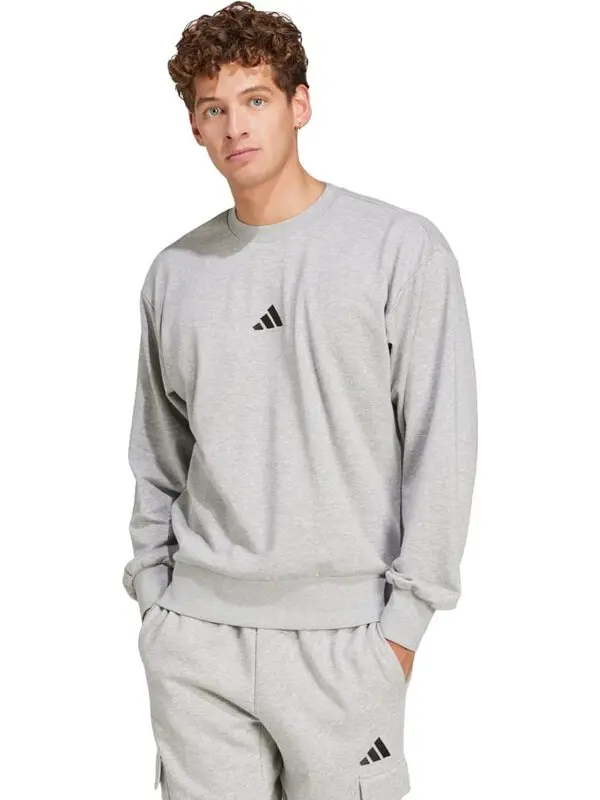 Adidas Essentials Feelcozy French Terry Sweatshirt - Medium Grey Heather / Black