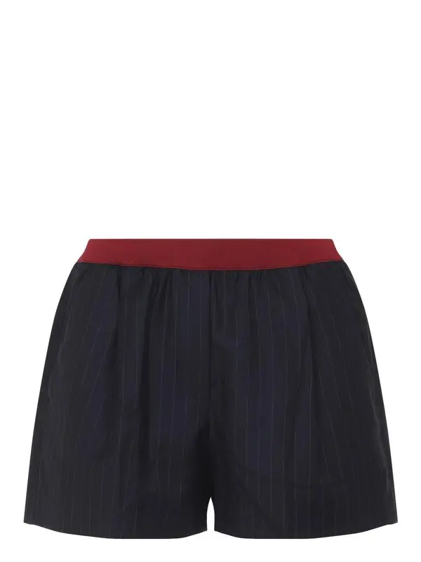 Miu Miu Virgin Wool Pinstriped Shorts - Blue
