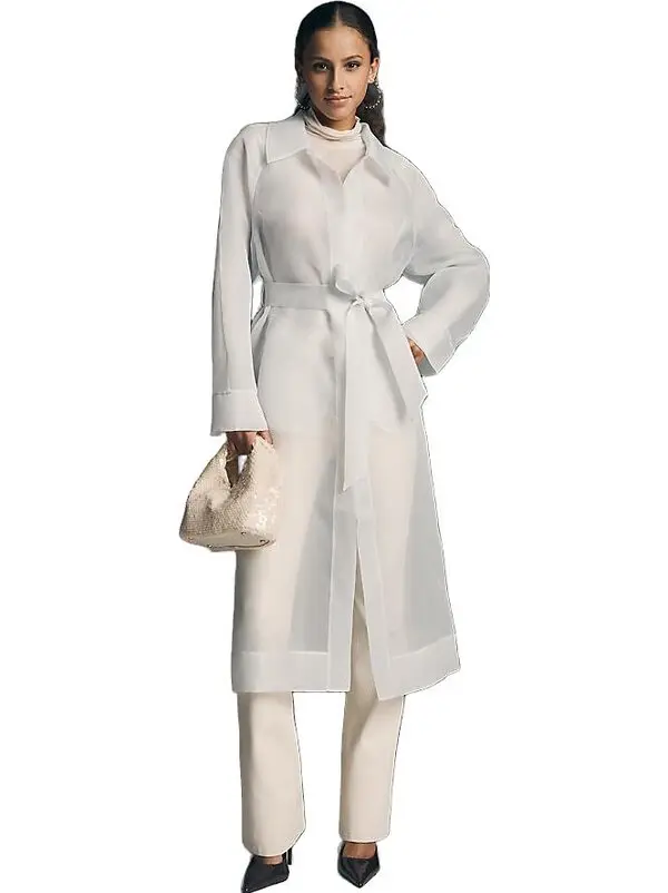MARE MARE Sheer Poncho Trench Coat - Light Blue