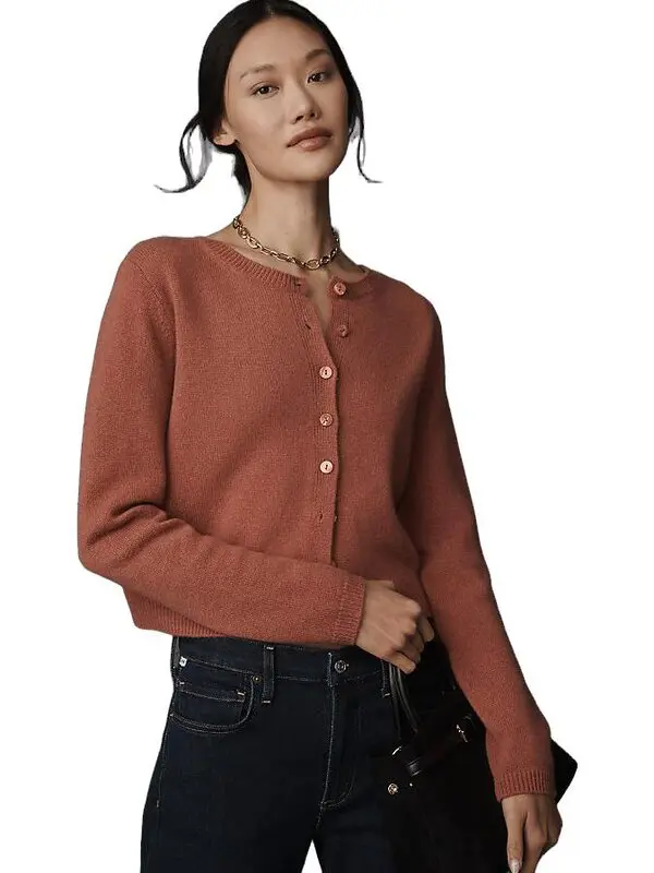 REFORMATION Clara Cashmere Cardigan Sweater - Rose