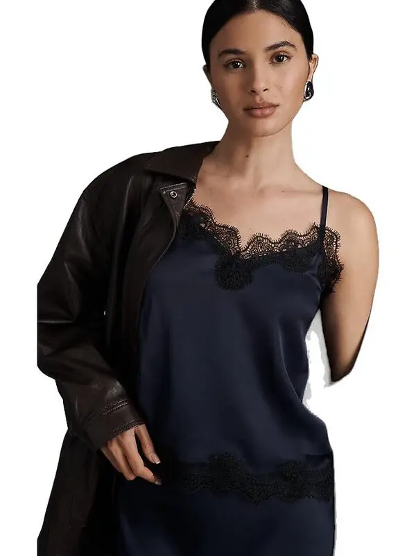 ALIGNE Eme Lace-trim Satin Cami - Navy