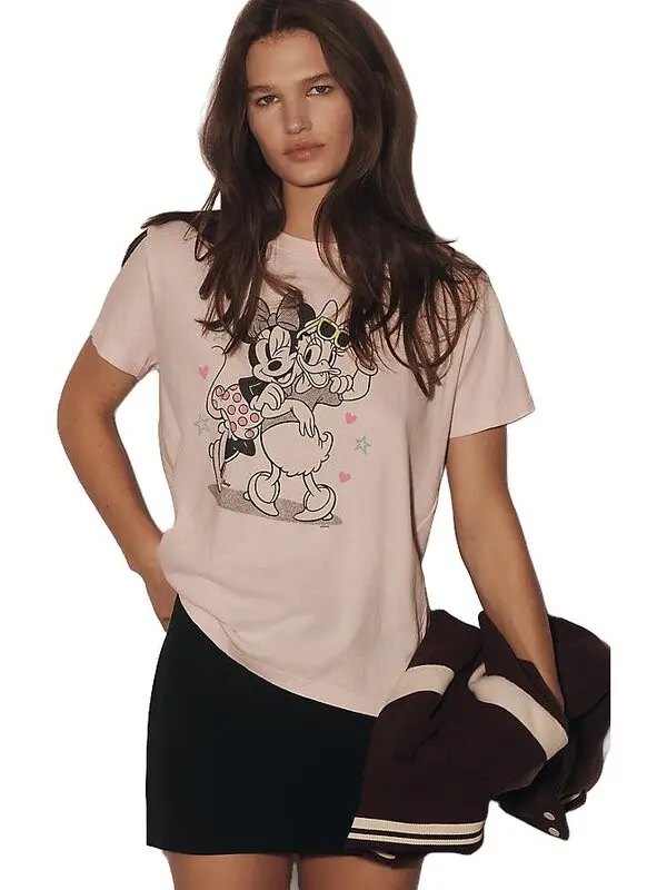 Junk Food Minnie Mouse & Daisy Duck Graphic Tee - Baby Pink