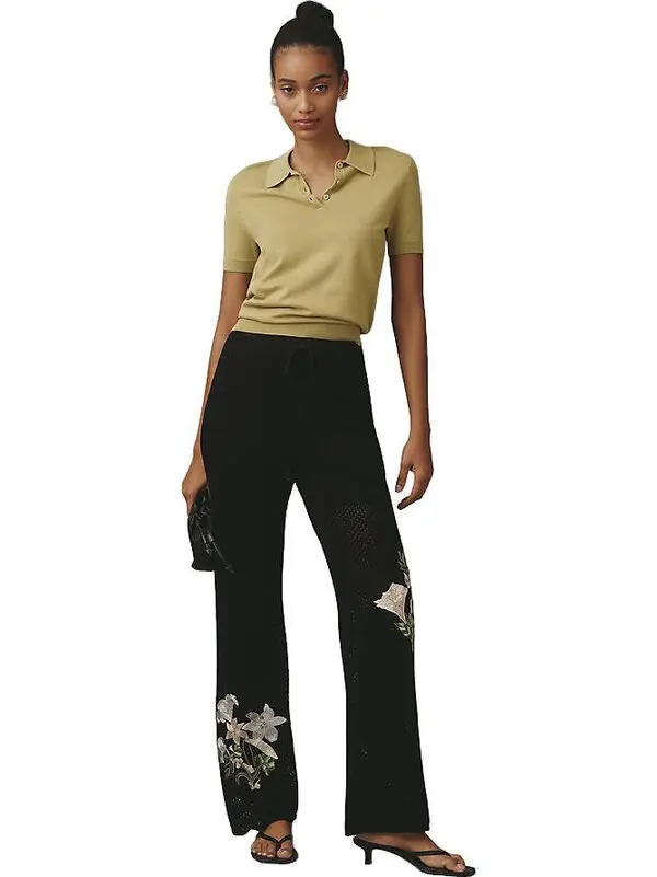 RANNA GILL Sheer Knit Pants - Black