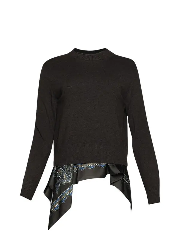 Sacai Paisley Print Wool Knit Pullover - Brown