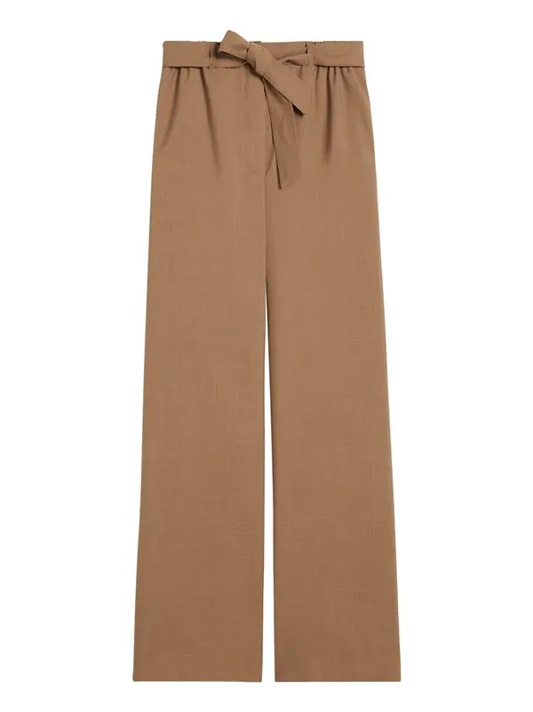Max Mara Virgin Wool Wide-leg Trousers - Beige