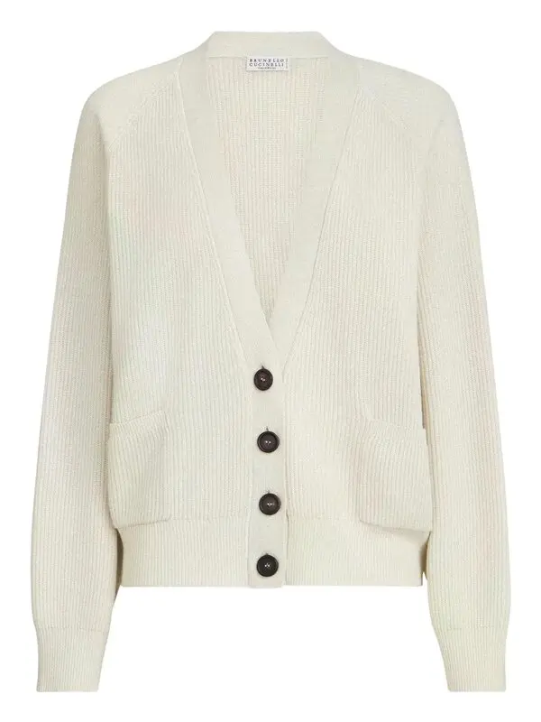 Brunello Cucinelli Ribbed Pocket Cardigan - Neutrals