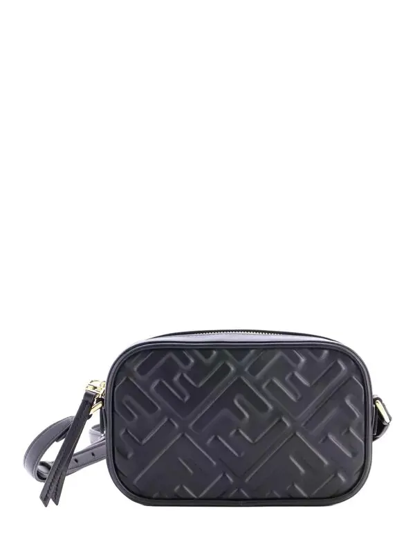 Fendi Camera Case Bag Zucca Embossed Leather Mini Crossbody Bag - Black