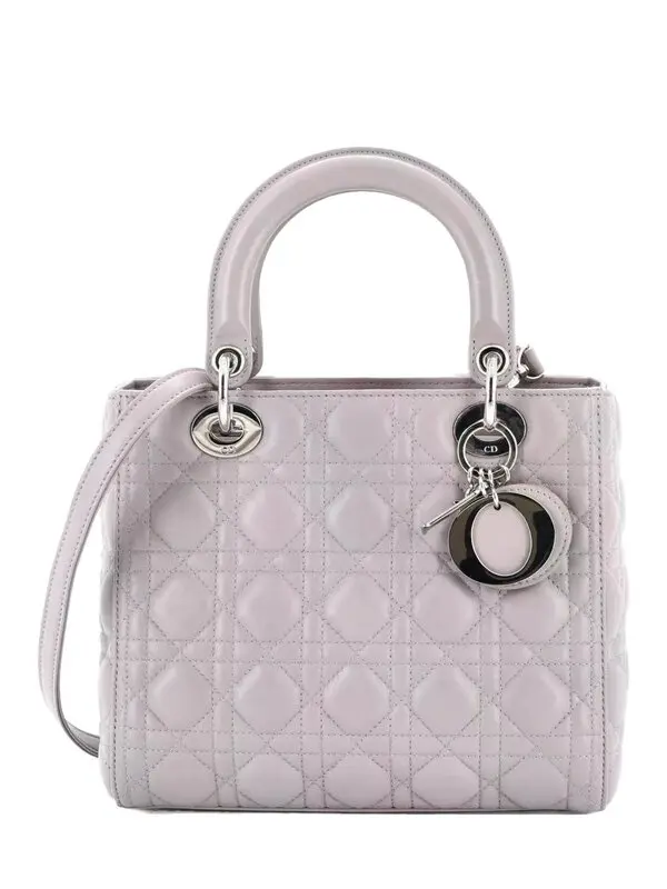 Dior Lady Cannage Quilt Lambskin Medium Satchel - Grey