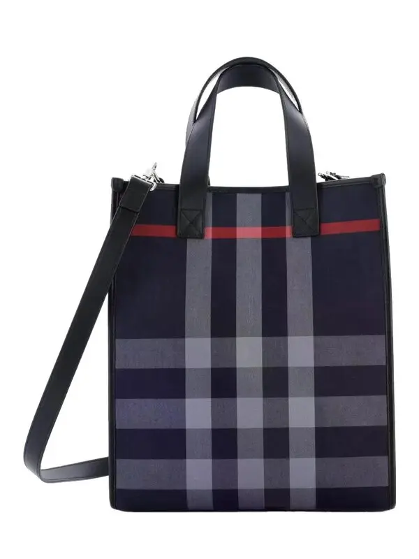 Burberry Book Check E-canvas Medium Tote Bag - Blue