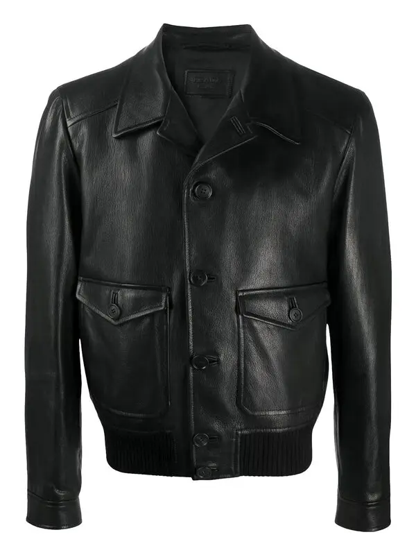 Prada Spread-collar Leather Jacket - Black